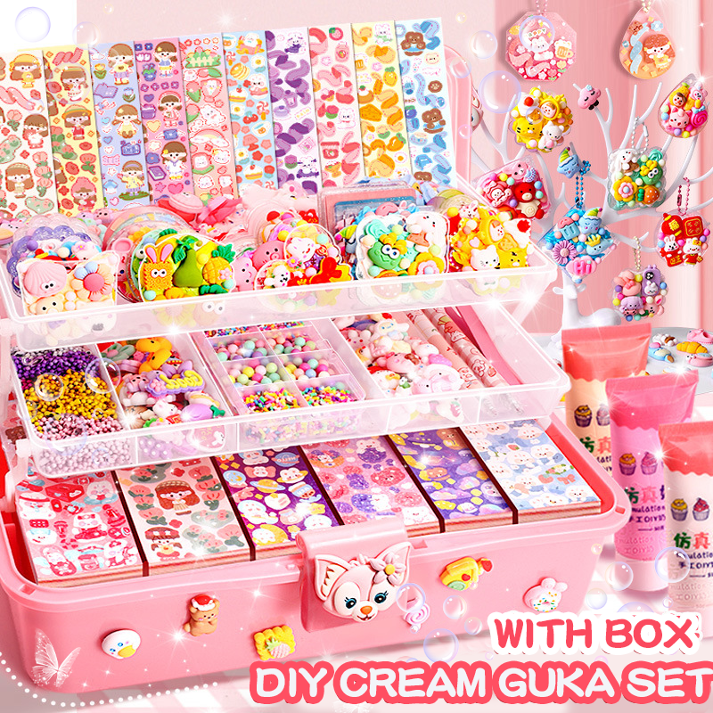 DIY Keychain Box for Girls with Cream Glue and Stickers Material ...