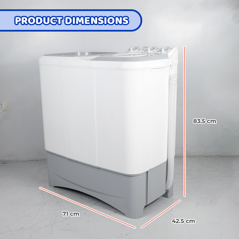 Astron DT7584 Twin Tub Washing Machine - Gray | 7.5kg | Wash & Dry ...