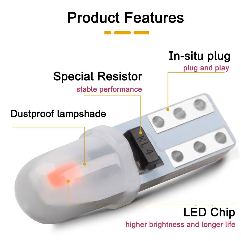 T5 LED Buld Dash Lights W3W W1.2W Dashboard Indicator Light Cluster ...
