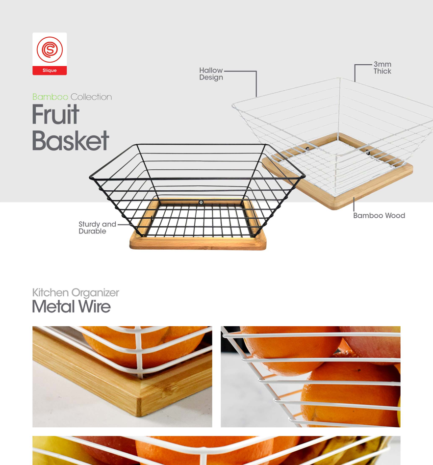 SLIQUE Premium Fruit Basket 25x25x10cm Serving Basket Vegetable Basket ...