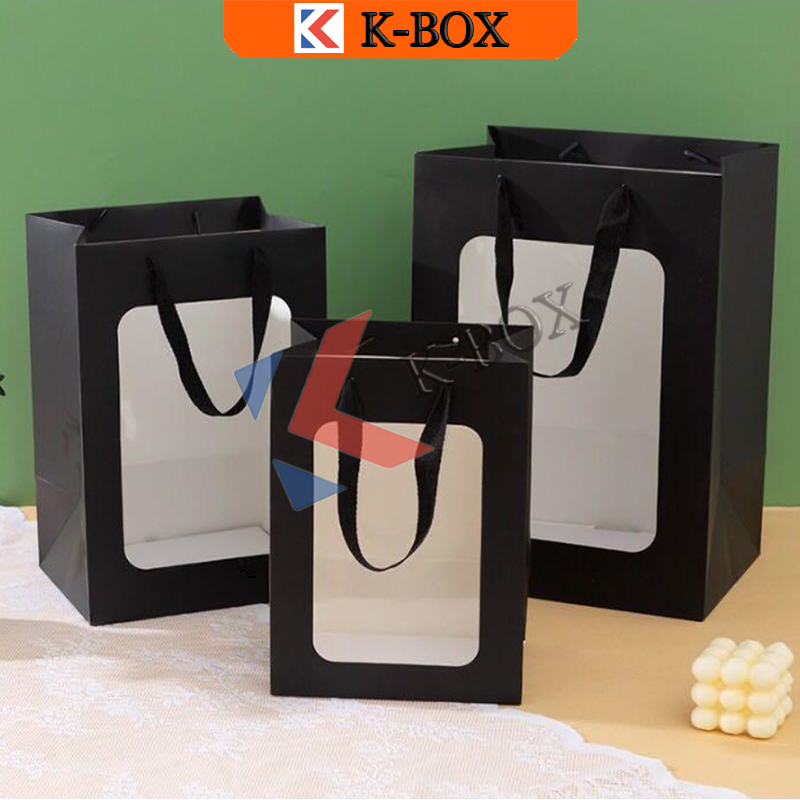 10PCS set Paper Bag Window Clear Window Gift Bags for Stuff Toys Flower ...