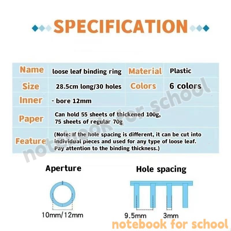 NFS A4 30 Holes Transparent PP Cover Plastic Ring Binder Loose Leaf ...