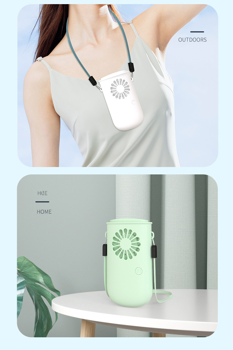 Mini leafless neck small fan Handheld small fan rope portable USB home ...