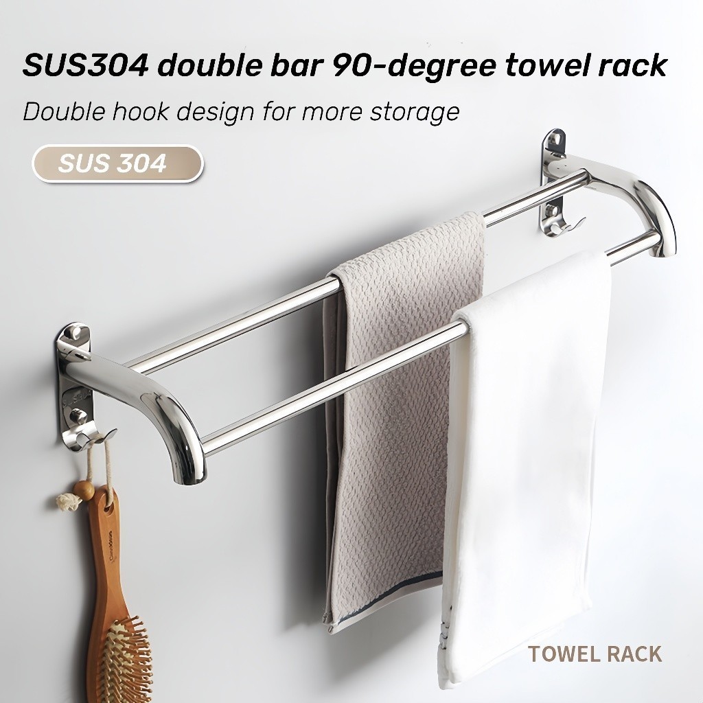 Single&Double Bathroom Shelf Towel Rack 60CM Storage Rack SUS304 ...
