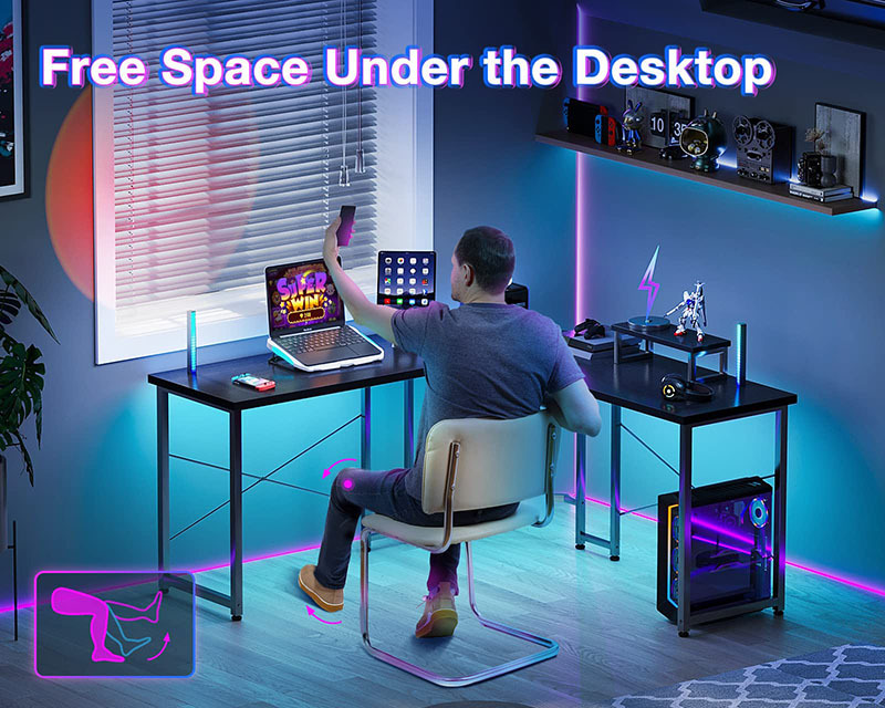 Office Desk L-Shaped Esports Desk Corner Desktop Computer Desk With ...