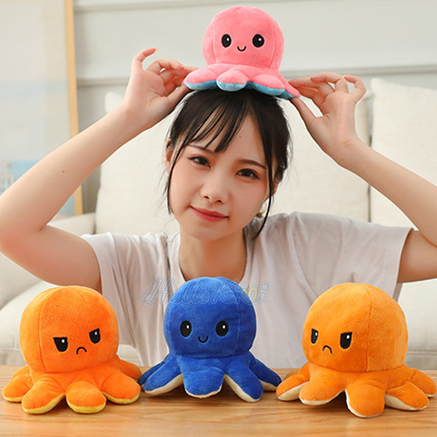 ACE Reversible Flip Octopus Doll Expression Cute Plush Toy Reverse ...