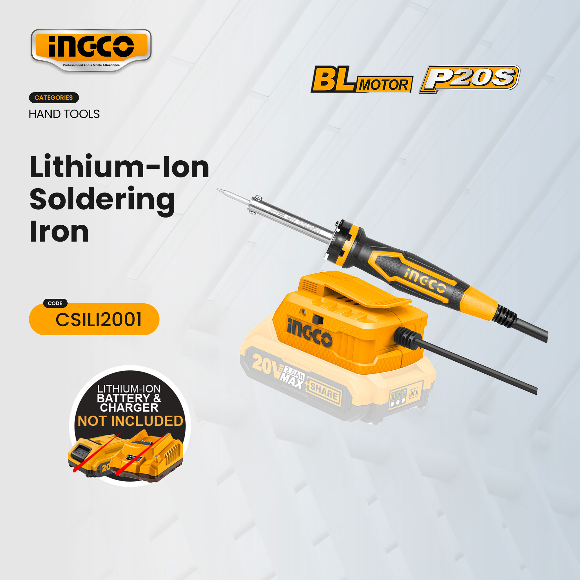 Ingco 20V Lithium-Ion Cordless Soldering Iron P20S POWERSHARE ICPT ...