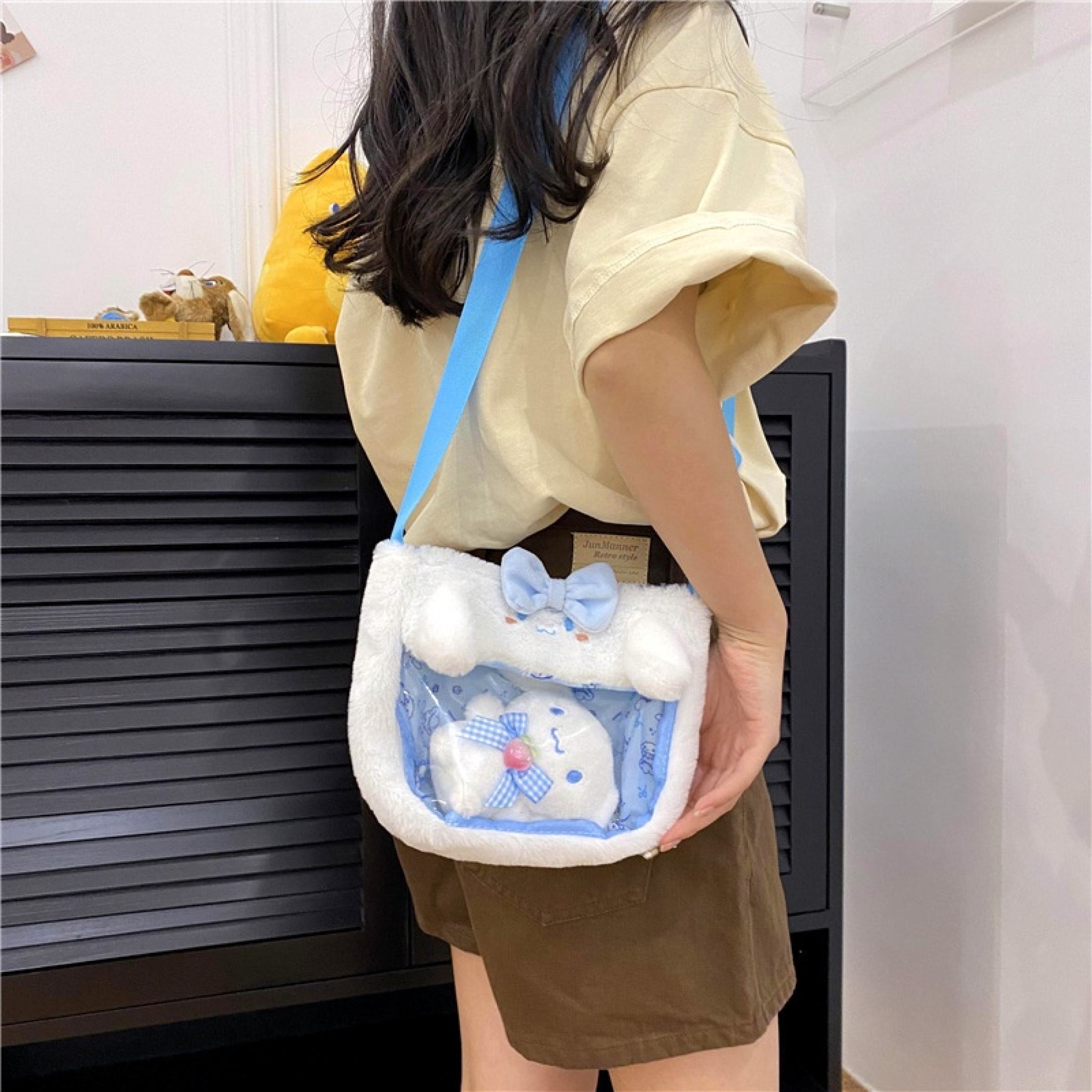 Japan New Sanrio Plush Bags Cinnamoroll Melody Kuromi Transparent ...