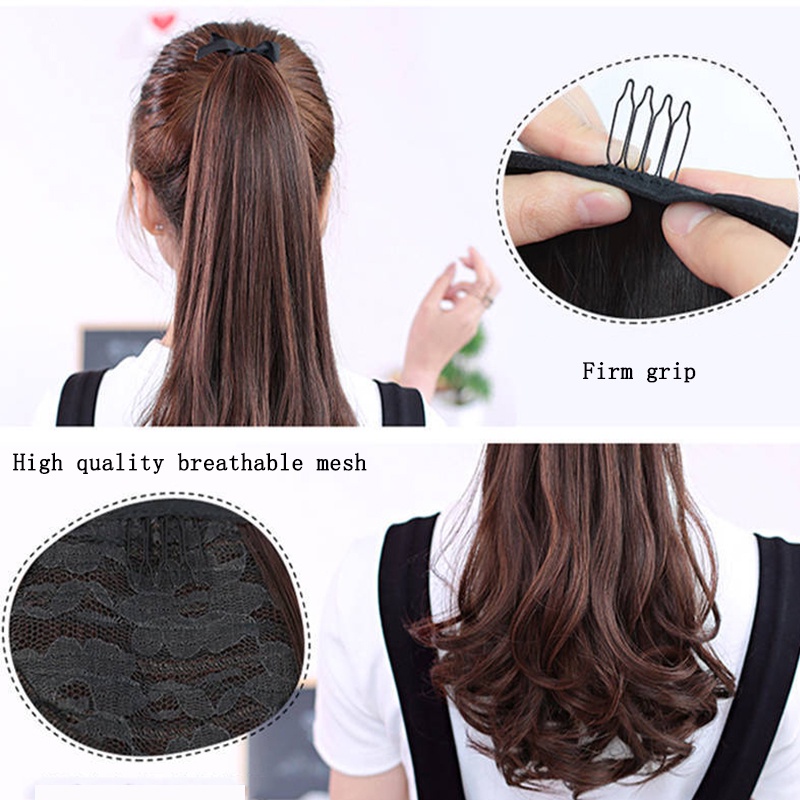 Women Ponytail Wig Long Curly Clip In Ponytail Hair Extensions Ponytail ...