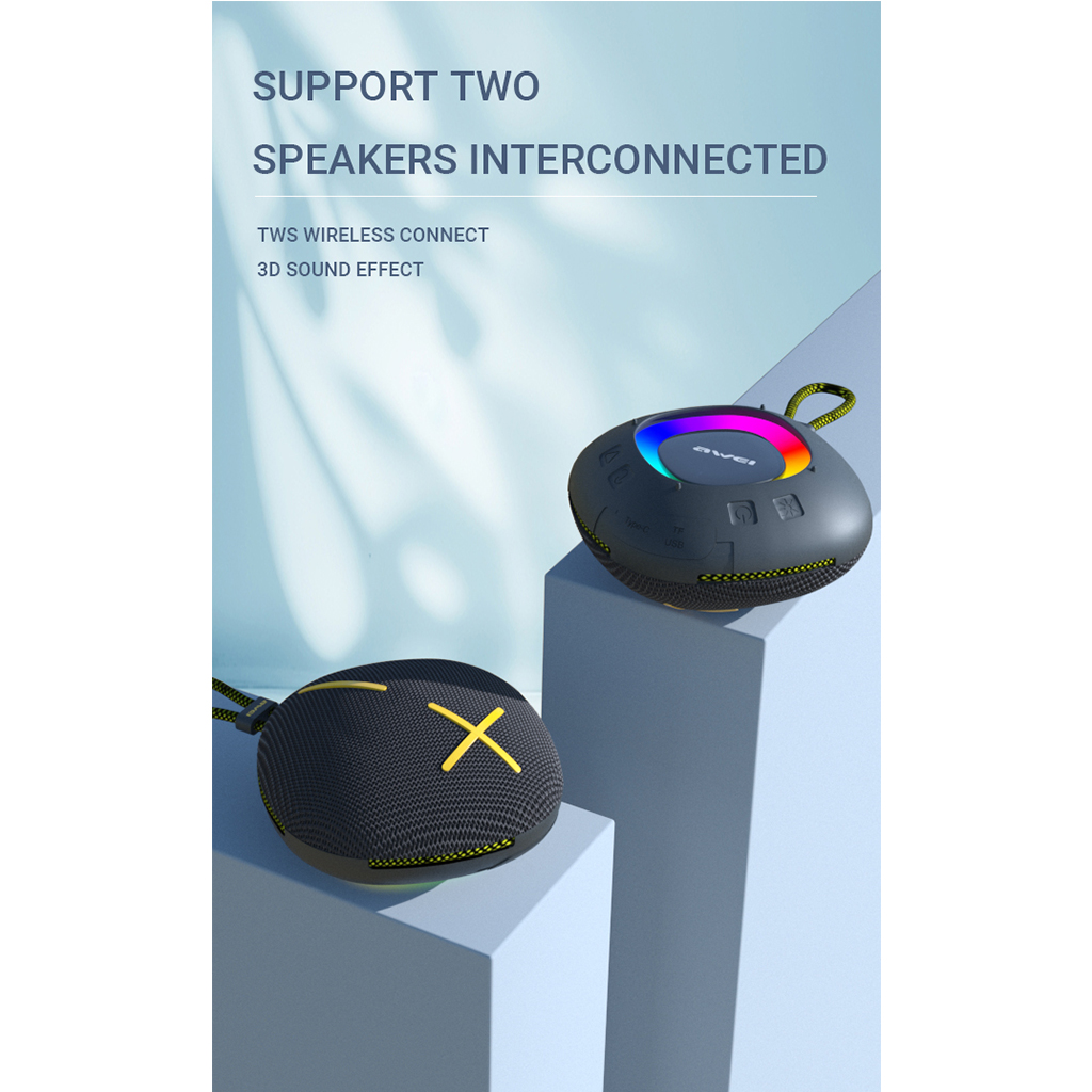 Awei KA6 Wireless Speaker TWS Explosive Bass 8W RGB Light Support TF ...