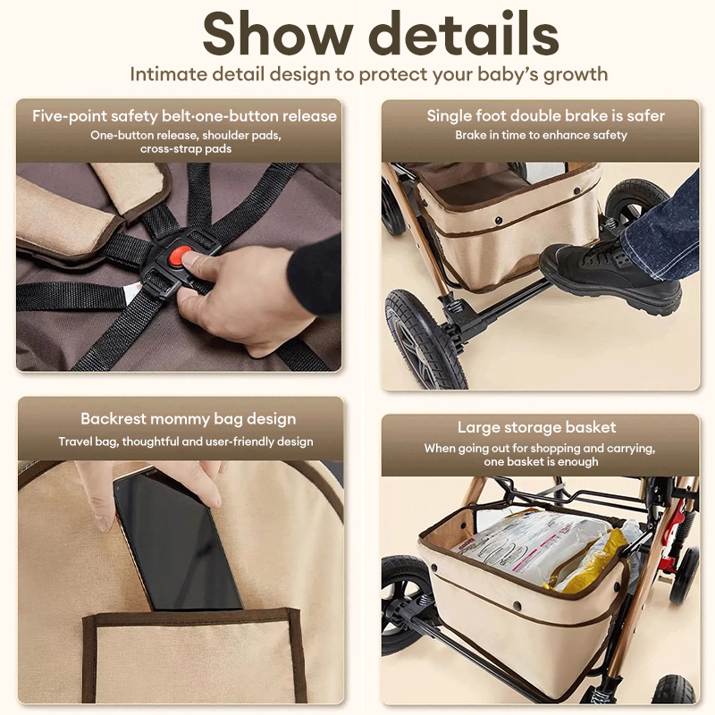 Stroller for Baby Two-Way Reversible Handle Foldable Stroller for ...