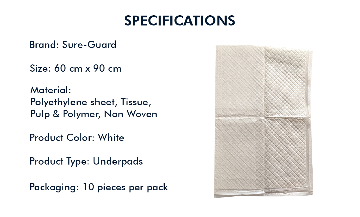 Sure-Guard Underpads 60x90cm, 1 Pack (10 pcs) | Disposable Underpads ...