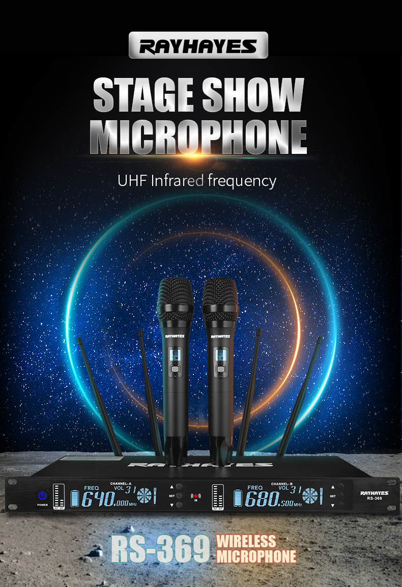 RAYHAYES Professional Wireless Microphone Heavy Duty UHF 200 CHANNEL ...