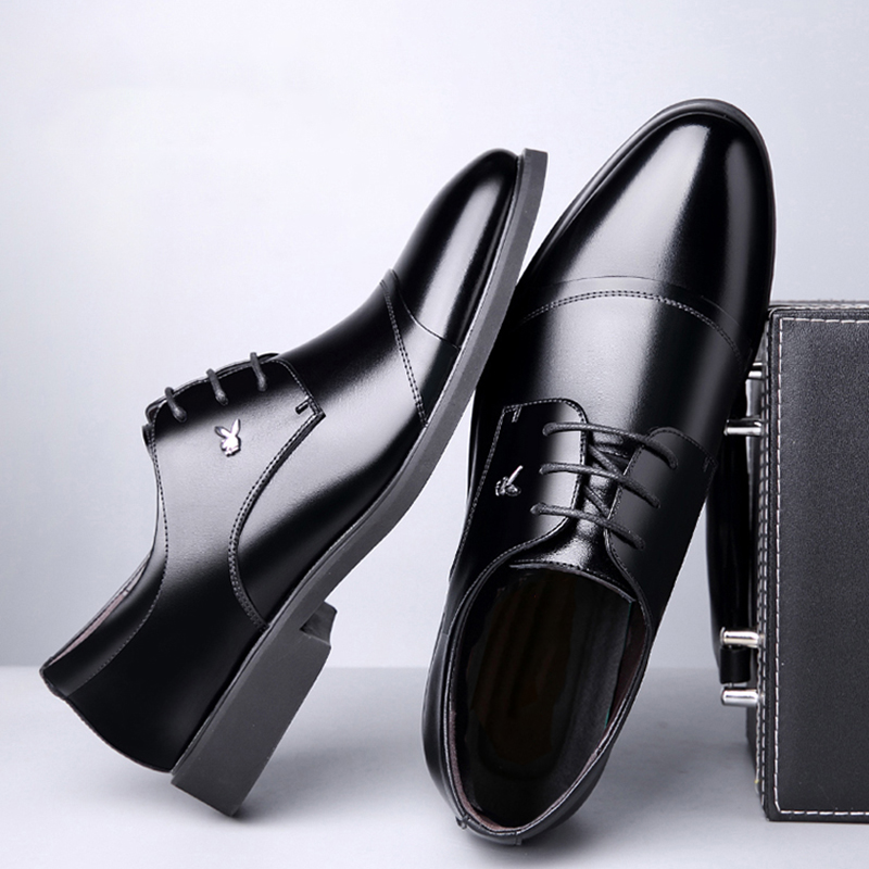 Men's Leather Shoes Business Formal Wear Leather Shoes Casual Black ...