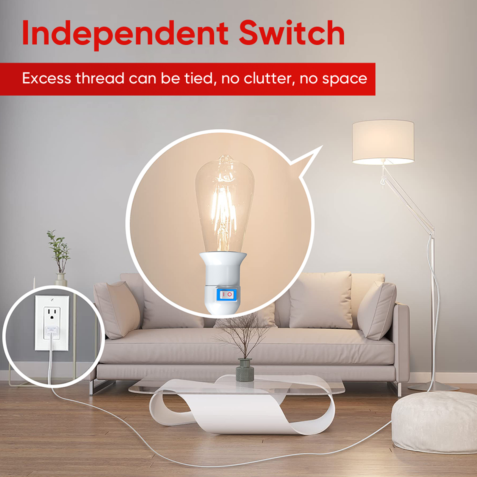 Mitsushi 2M/3M/5M/8M/10M LED Light Bulb Extension Socket E27 bulb lamp ...