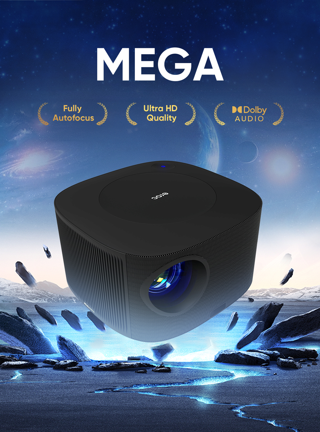 Eroc Mega projector Auto Focus 900 ANSI Bluetooth Speaker and Dolby ...
