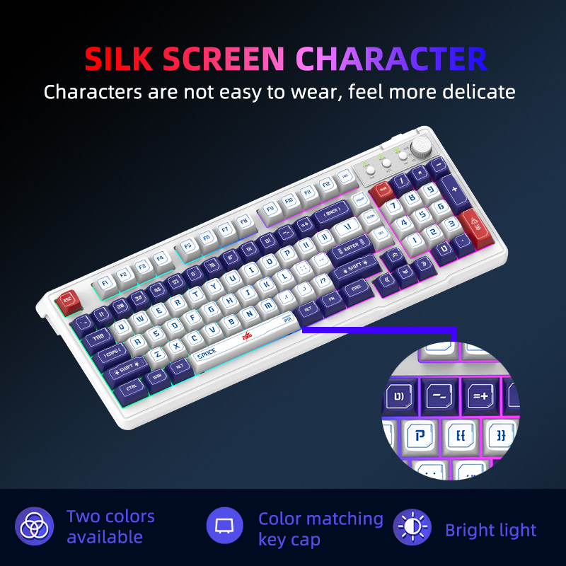 Zeus Wired Gaming Keyboard Mecha Gundam Style 98 Keys USB Mechanical ...