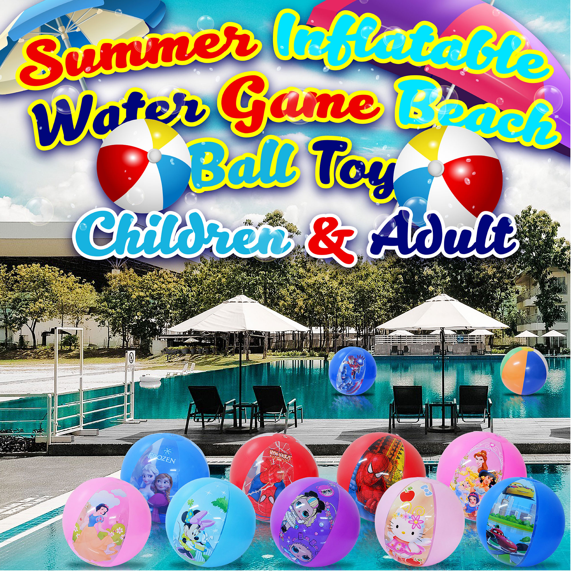 Inflatable Swimming Pool Water Game Beach Ball Toy Children Adult ...