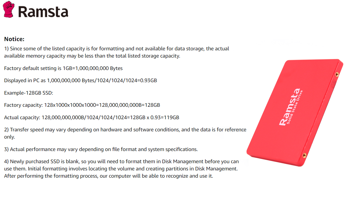 Ramsta 2.5" SSD 128GB 256GB 512GB 1TB Solid State Drive / SSD Sata III ...