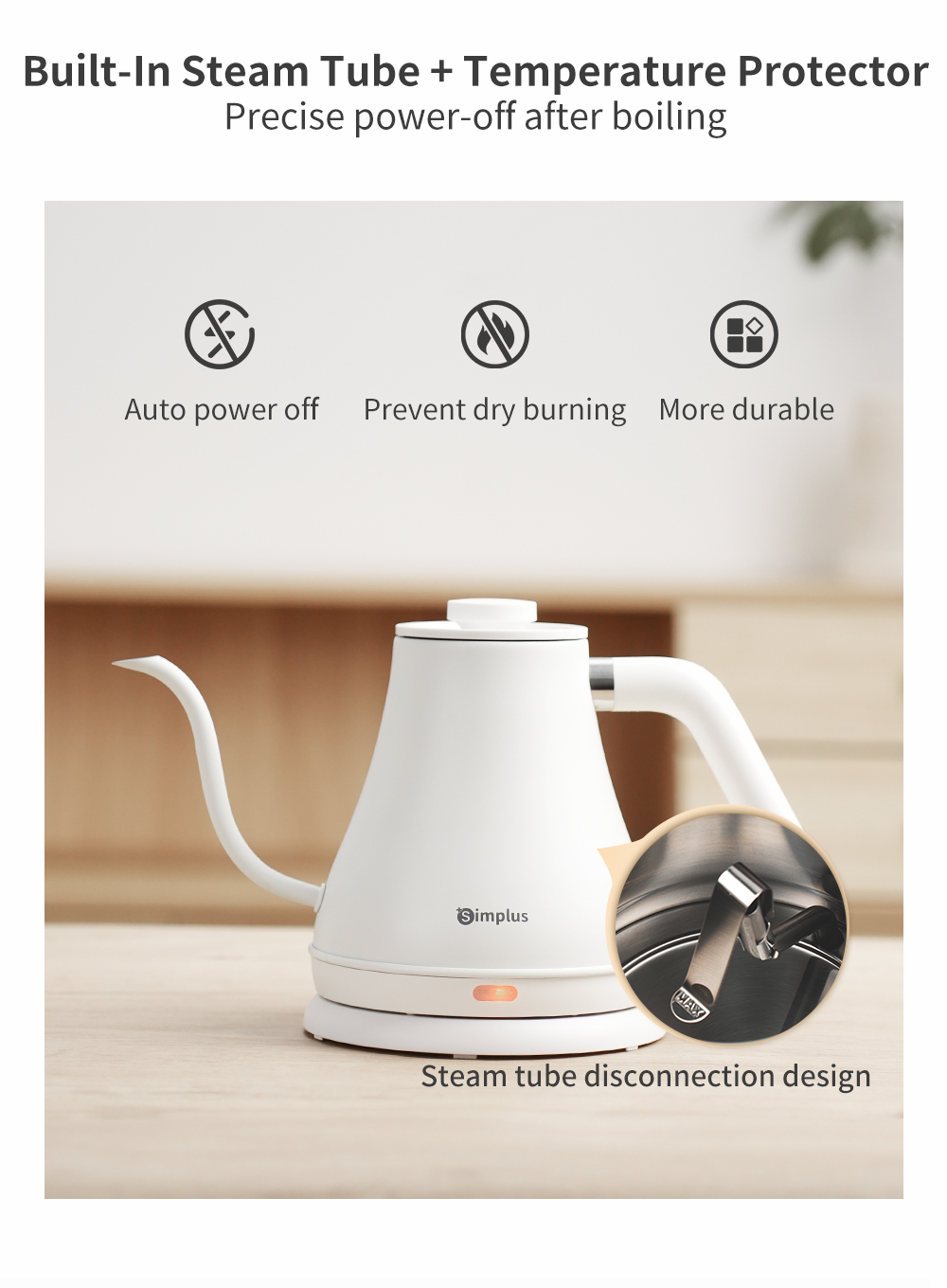 Simplus Electric Water Kettle 0.8L (Gooseneck Spout Design) | Shopee ...