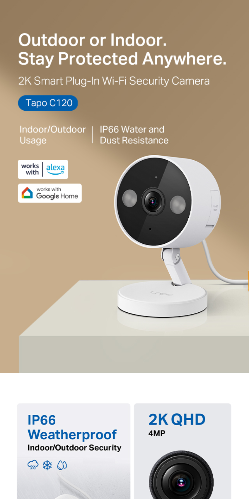 Tapo Official Store | TP-Link | C120 | Indoor/Outdoor | CCTV | Wi-Fi | Home Security | Camera ...