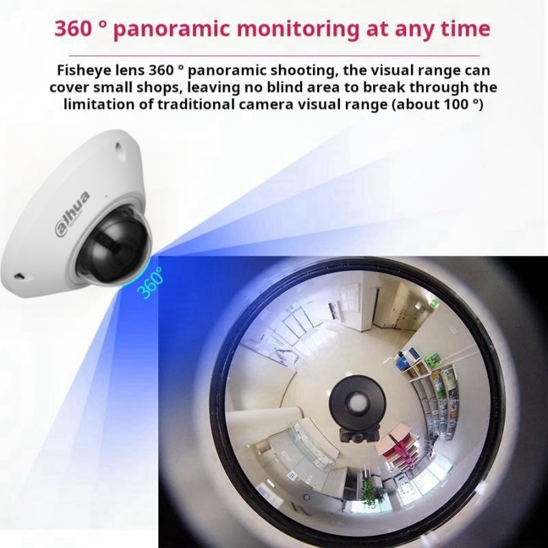 Dahua IPC-EW5541-AS 5MP WizMind Fisheye Network CAMERA built-in Mic POE ...