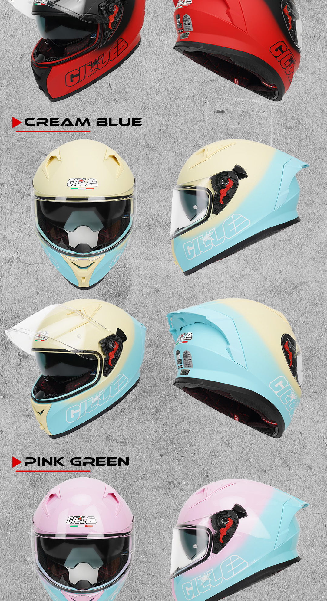 GILLE 135 GTS V1 Two Tone Design Motorcycle Helmet Full Face Dual Visor ...