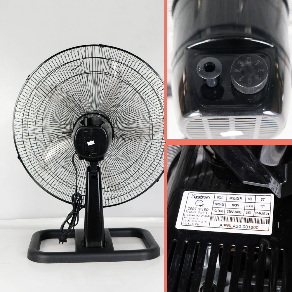 Astron AIRBLADE20 20" Electric Floor Fan - Black | Heavy Duty ...