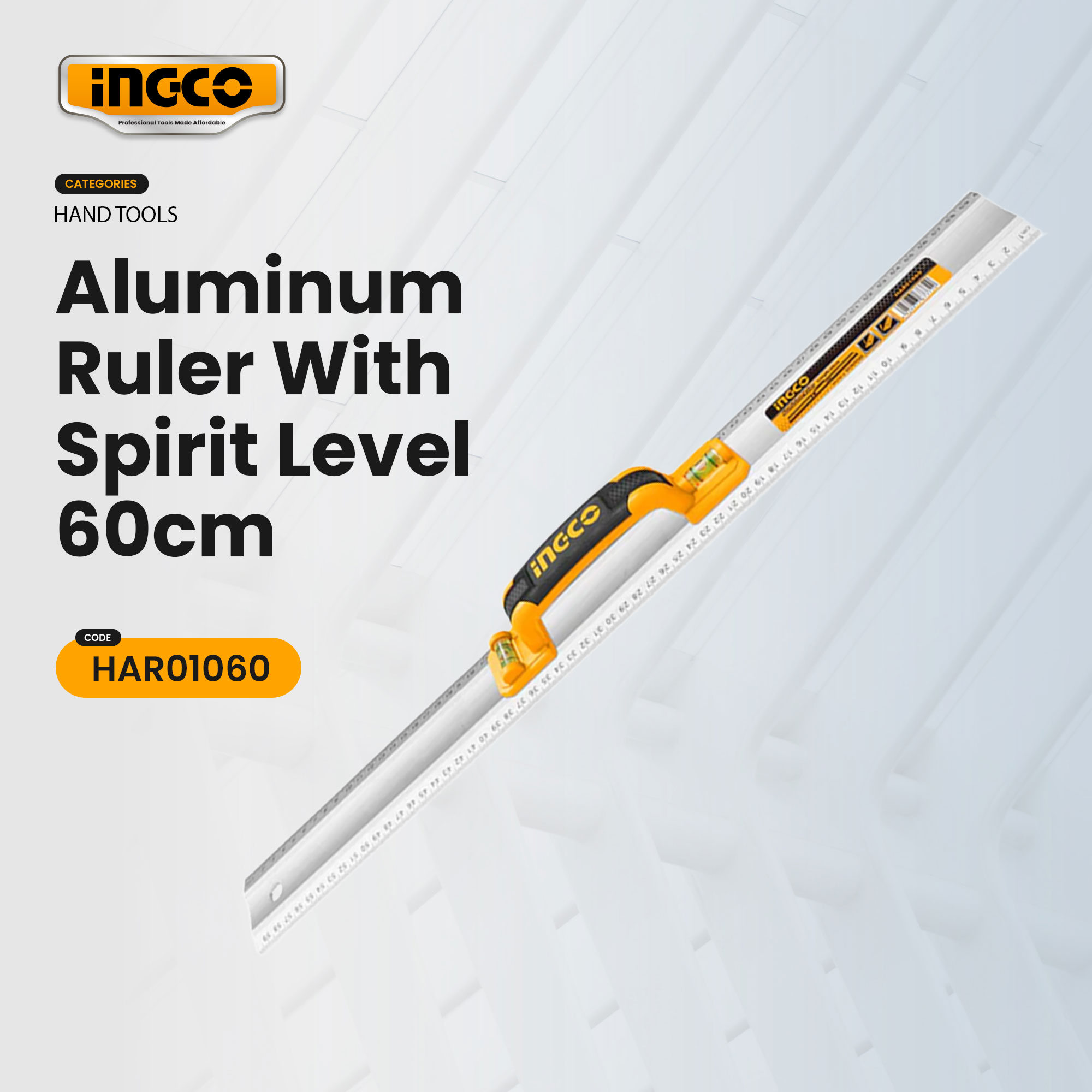 Ingco 60cm Aluminum Ruler With Spirit Level HAR01060 IHT | Shopee ...
