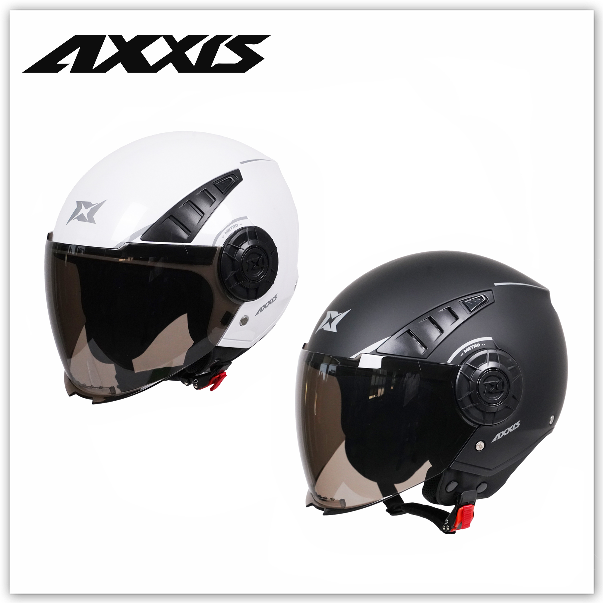 Axxis Half Face Helmet for Motorcycle Metro - Solid GlossMatte (White ...