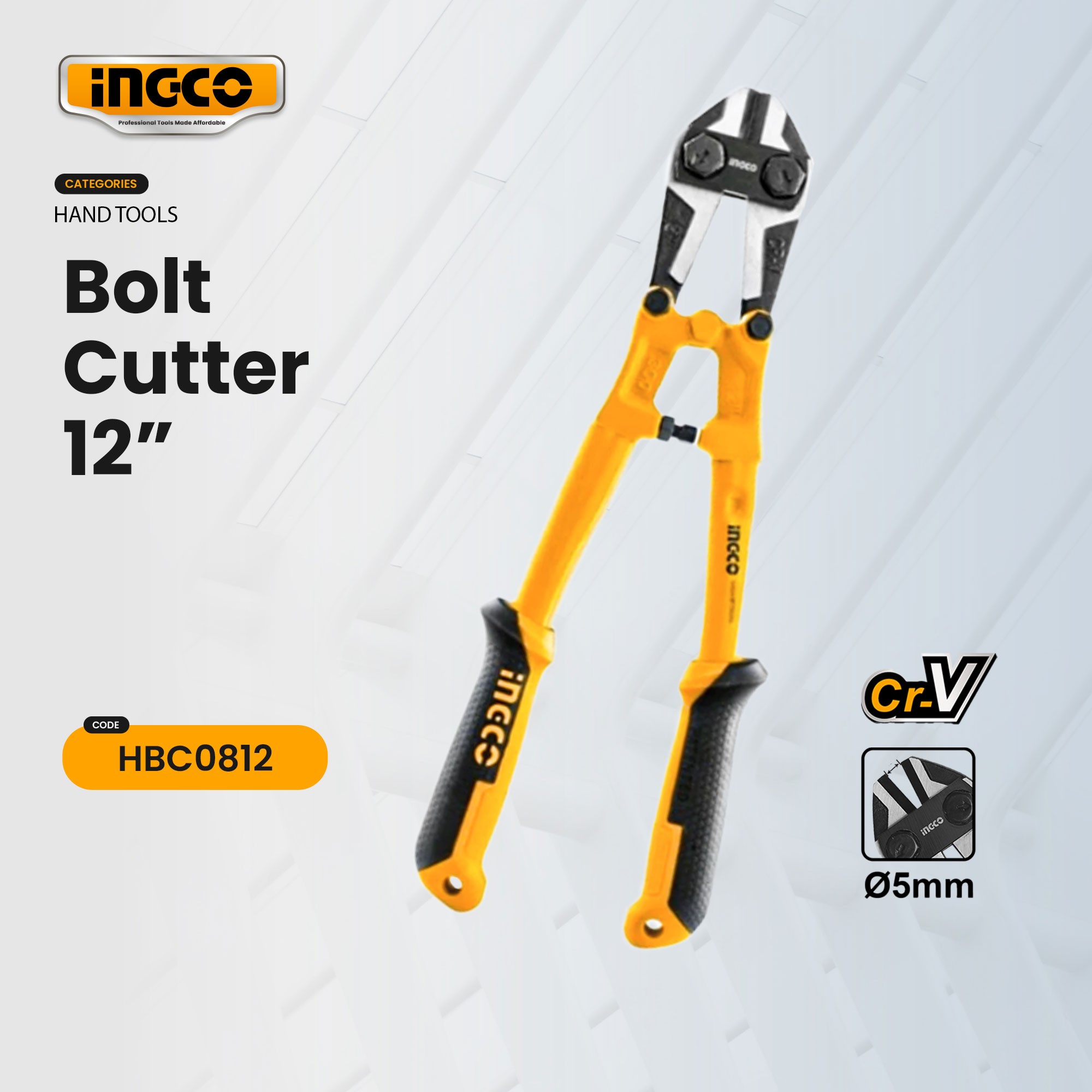 Ingco 12-Inch Bolt Cutter for Chain Wire Lock and Rebar HBC0812 IHT ...