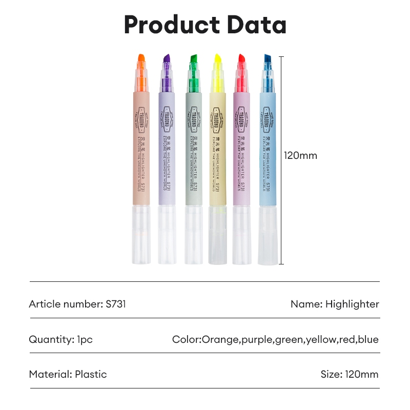 Deli 6 PCS Highlighter Pen Marker Pen Set 6 Colors Student Stationery ...