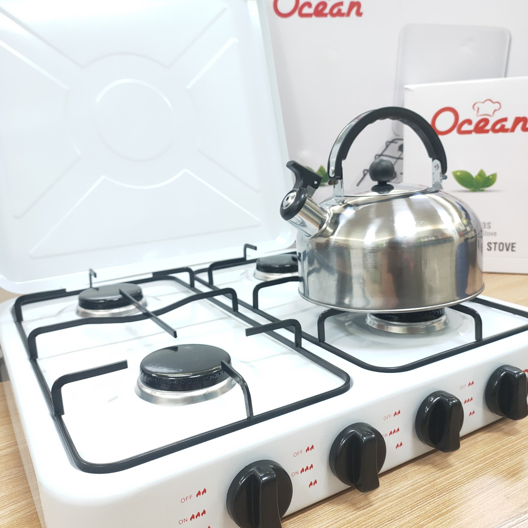 OCEAN DELUXE GAS STOVE ( 2 & 4 BURNER ) COUNTERTOP STOVE W/ PROTECTIVE ...