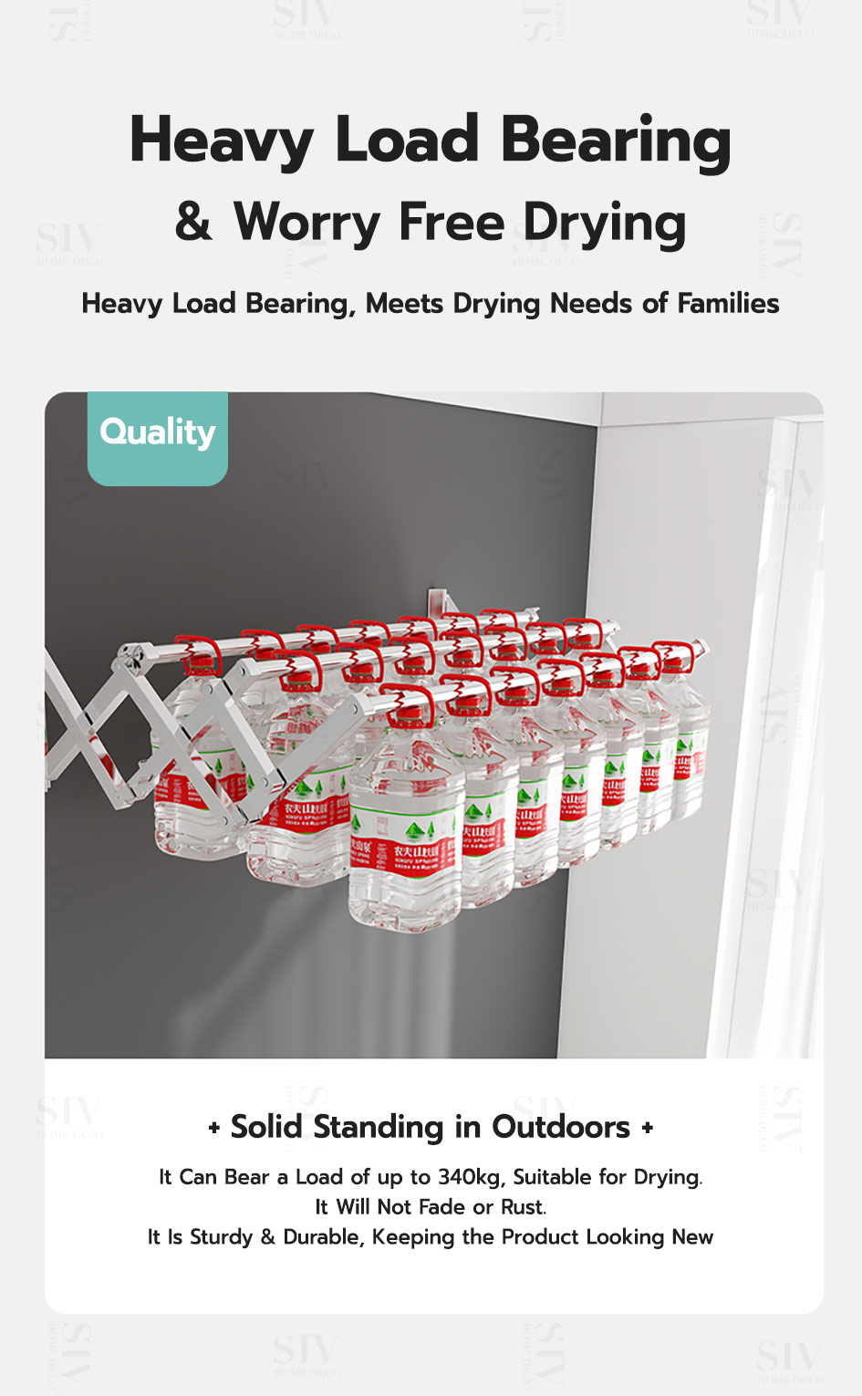 SIV 3/4/5 Bar Sampayan Foldable Stainless Steel Wall Mounted Clothes ...