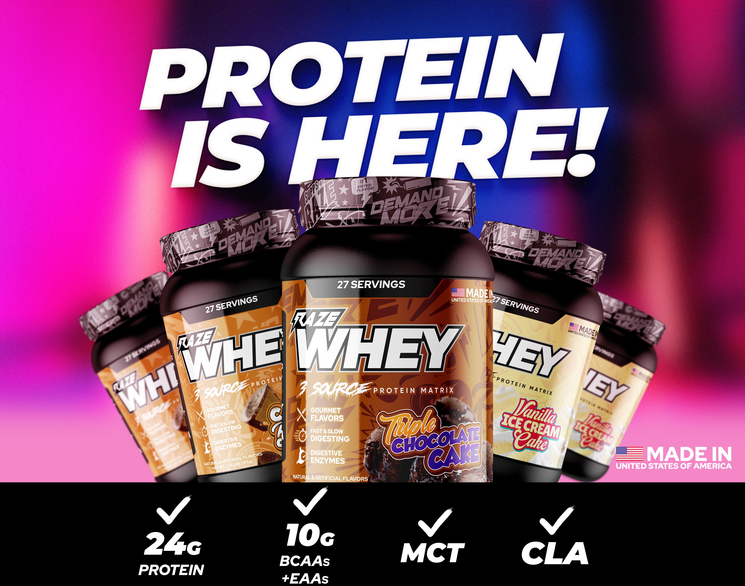 Repp Sports Raze Whey Protein Powder 5lbs - Whey Protein Blend; Triple ...