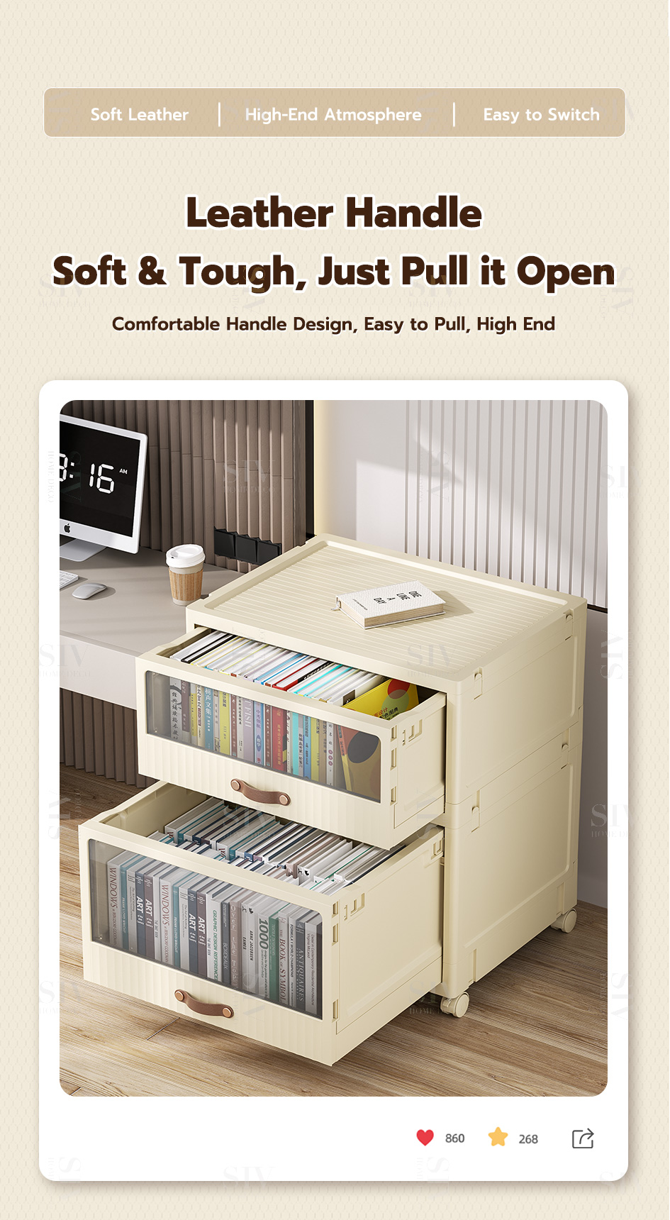 SIV Foldable Drawer Cabinet Folding Storage Box Collapsible Organizer ...