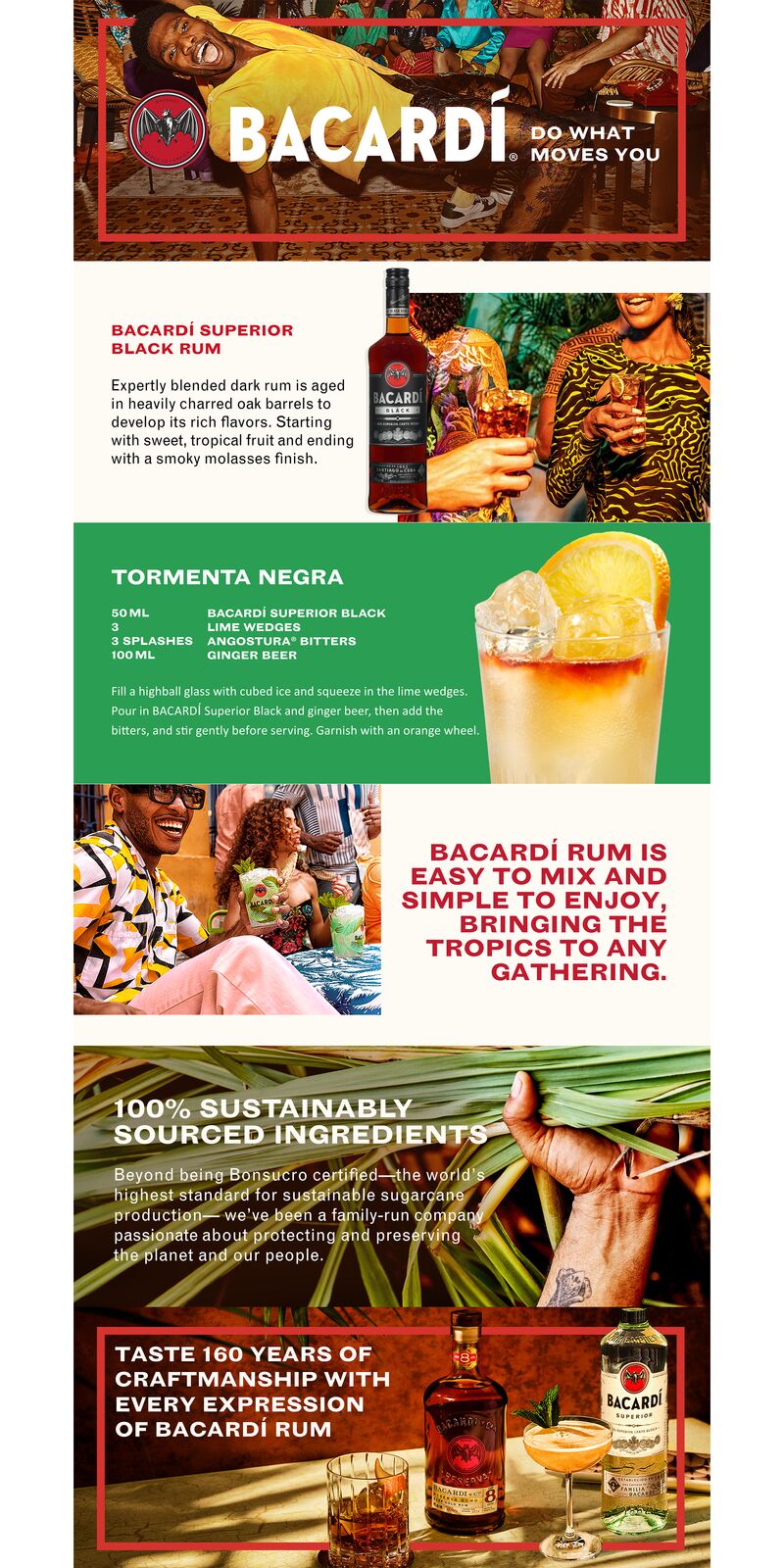 BACARDI Carta Negra Black Rum - 750ml / 75cl, 40% ABV - Dark Rum Aged ...