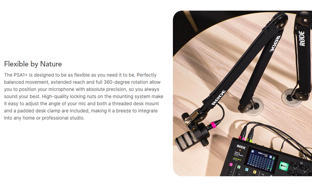 RODE PSA1+ Professional Studio Boom Arm & C-Clamp, 1.2Kg Max Payload ...