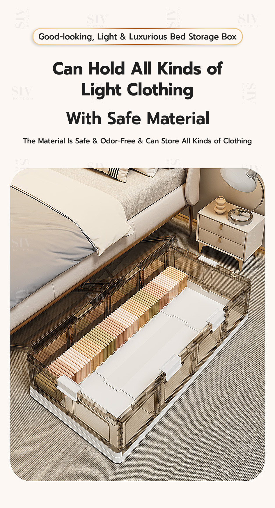 SIV Under Bed Storage Box With Wheels Foldable Underbed Storage Box ...