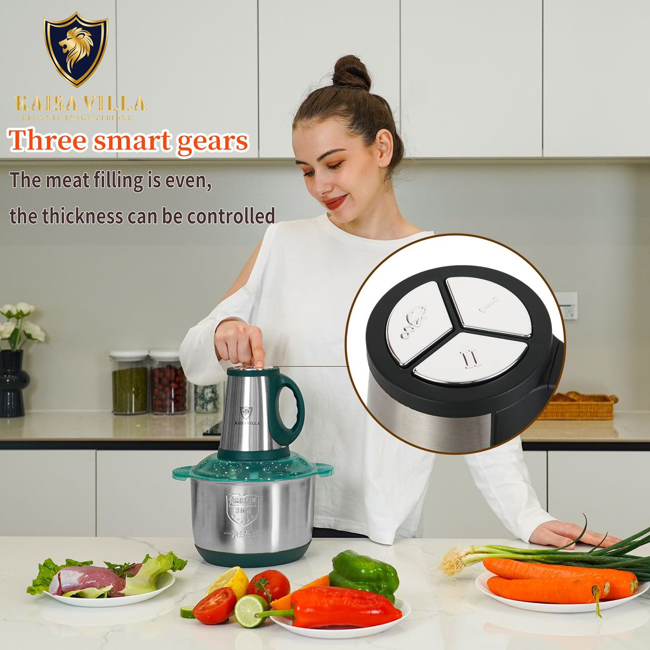 KAISAVILLA Electric Meat Grinder/Food Processor 5L Capacity Stainless ...