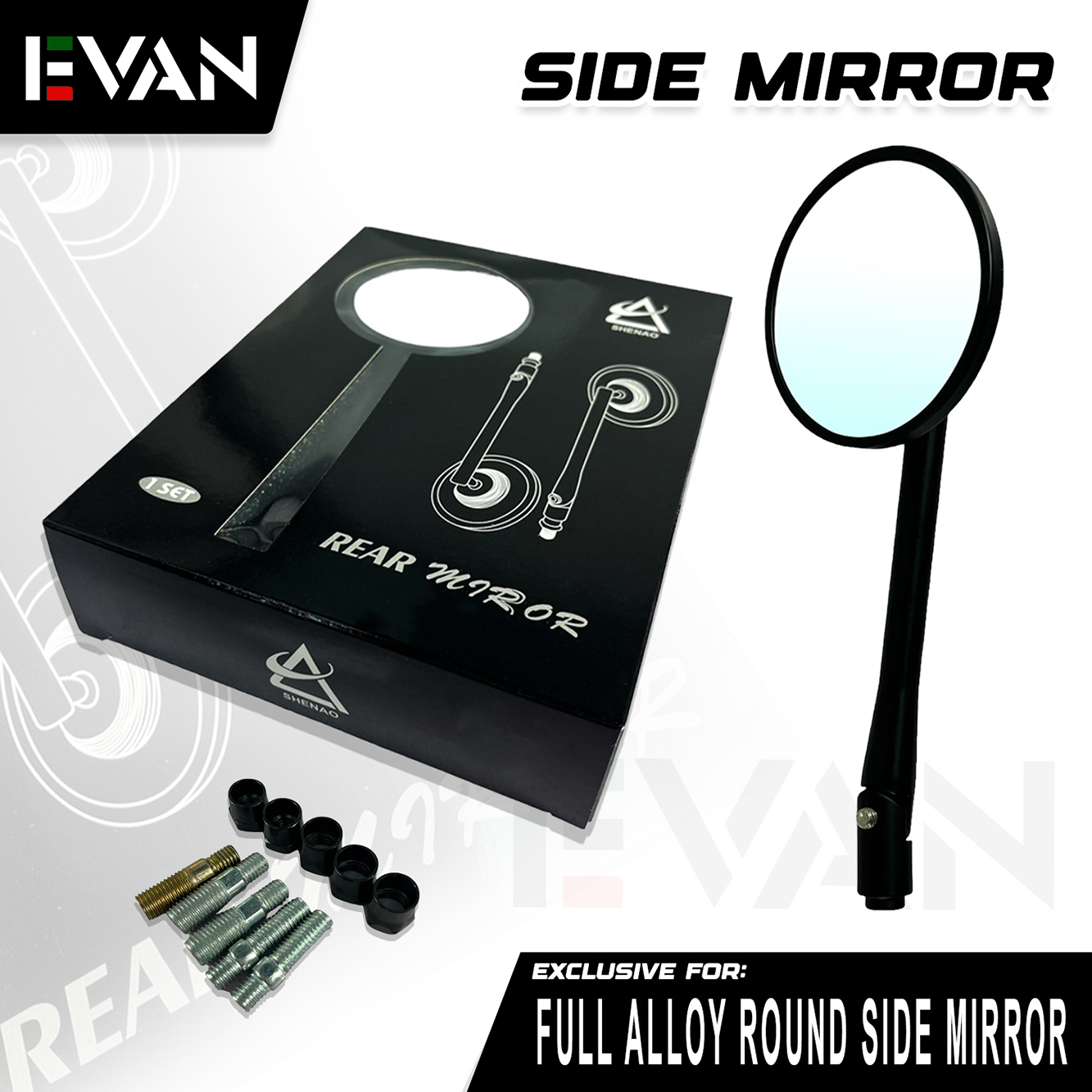 EVAN.PH UNIVERSAL ROUND SIDE MIRROR 1 PAIR W/BOLTS AND NUTS FOR ... EVAN.PH UNIVERSAL ROUND SIDE MIRROR 1 PAIR W/BOLTS AND NUTS FOR ...
