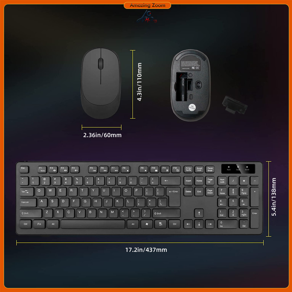 Wireless Keyboard and Mouse Combo 2.4GHz USB Wireless Keyboard and ...