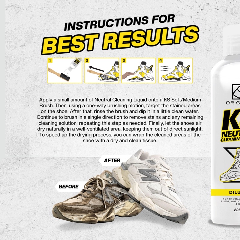 KS Neutral Cleaning Liquid 225ml for Sneakers Gentle and Effective ...