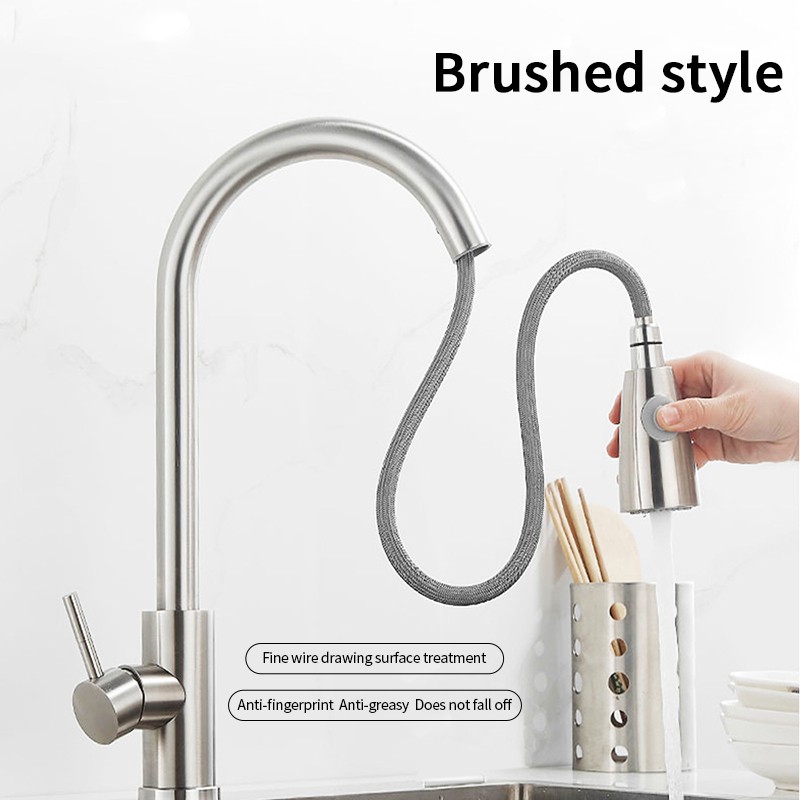 TQTQ SUS304 Flexible Kitchen Faucet Rotate Freely 360° Stainless Steel ...