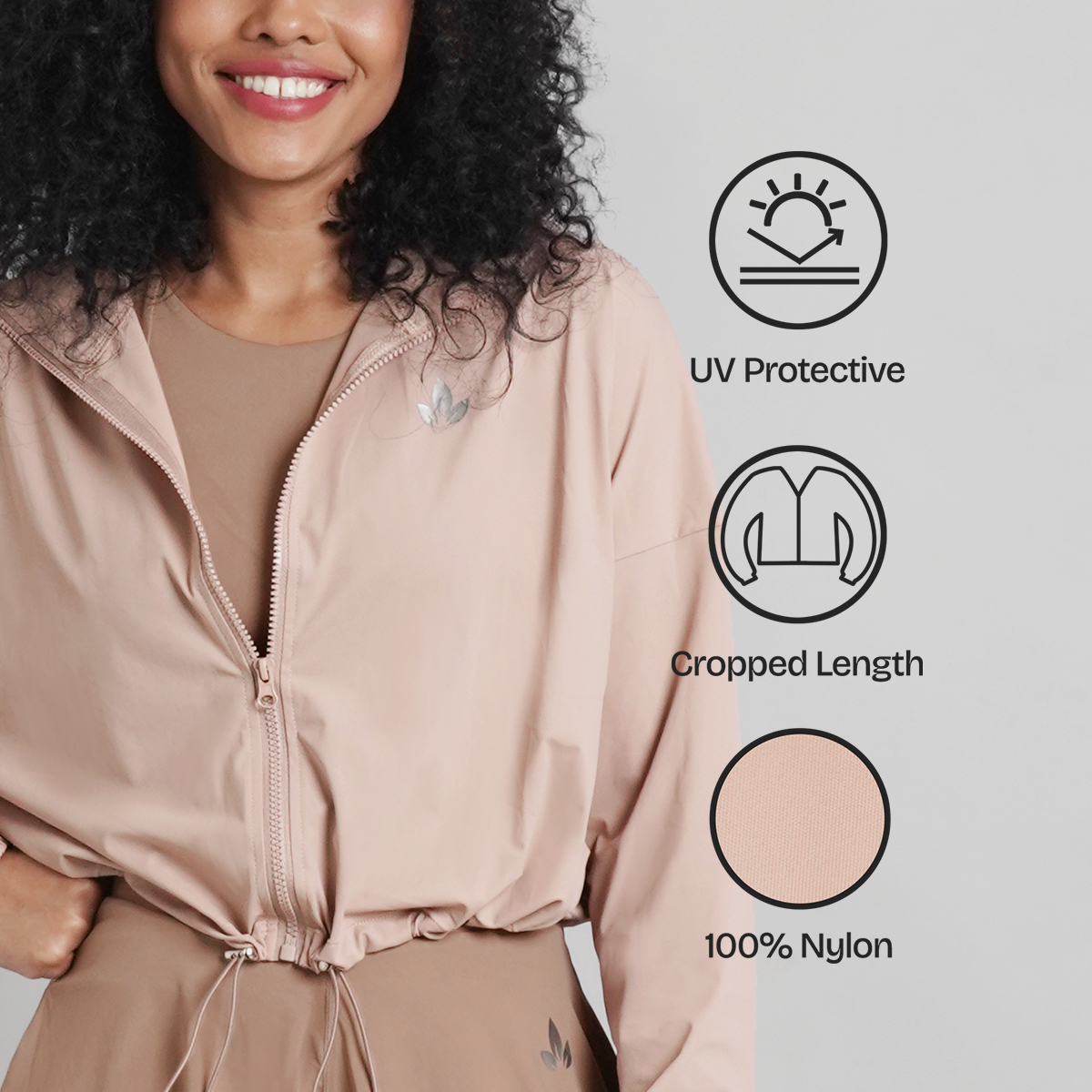 Lotus Activewear SPF 50+ UV Protection Pearl Cropped Parachute Jacket ...