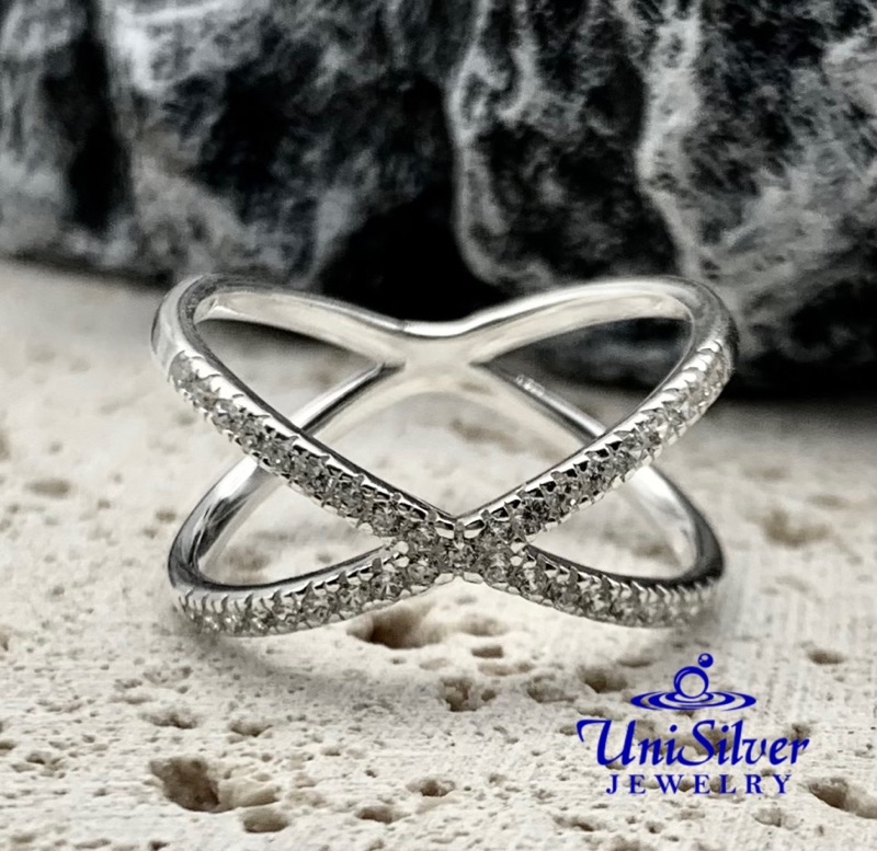 Unisilver 925 Sterling Silver Crisscross Ring (RS462-1001) | Shopee ...
