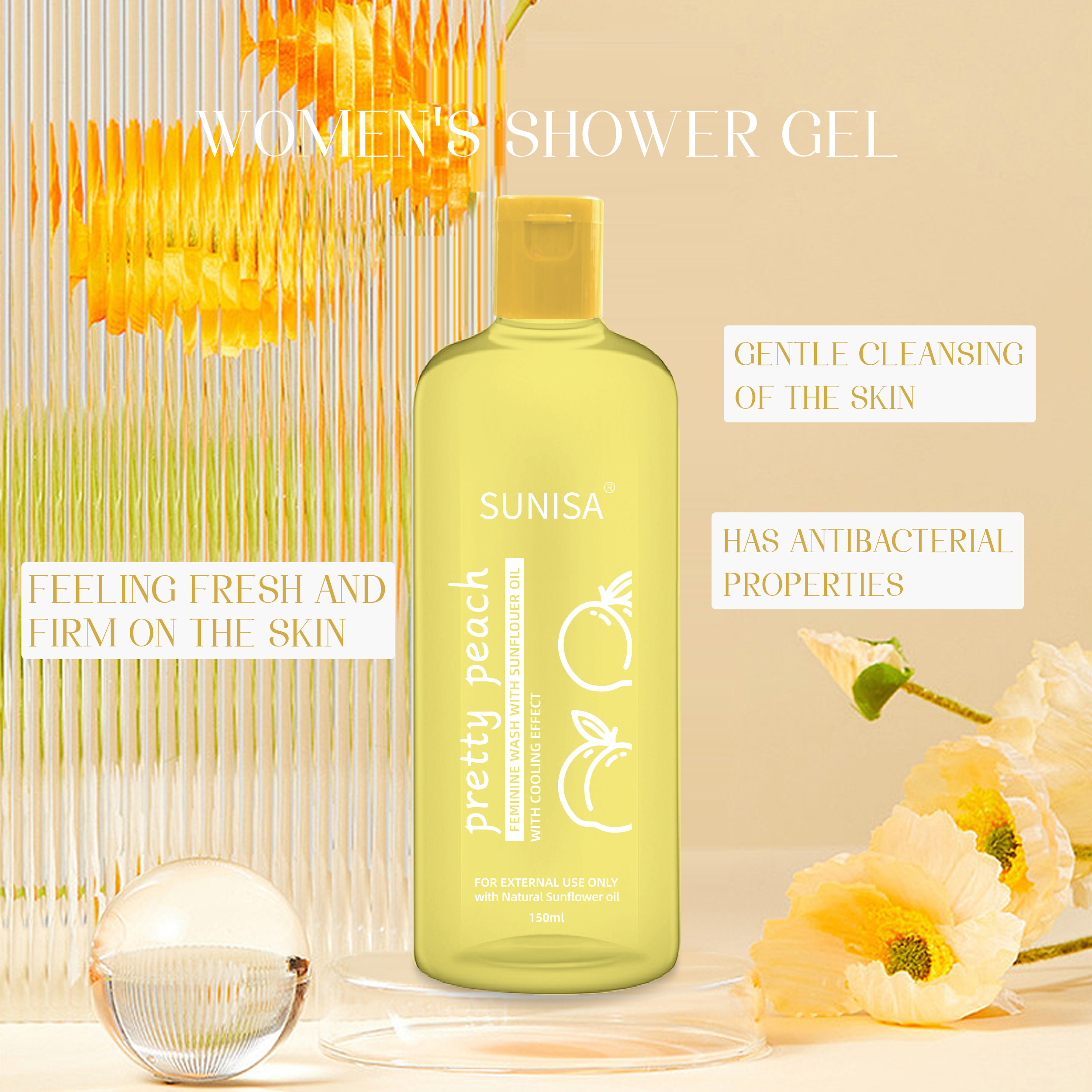 SUNISA Feminine Wash With Sunflower Oil 150ml Pretty Peach for Private Part Itching | Shopee ...