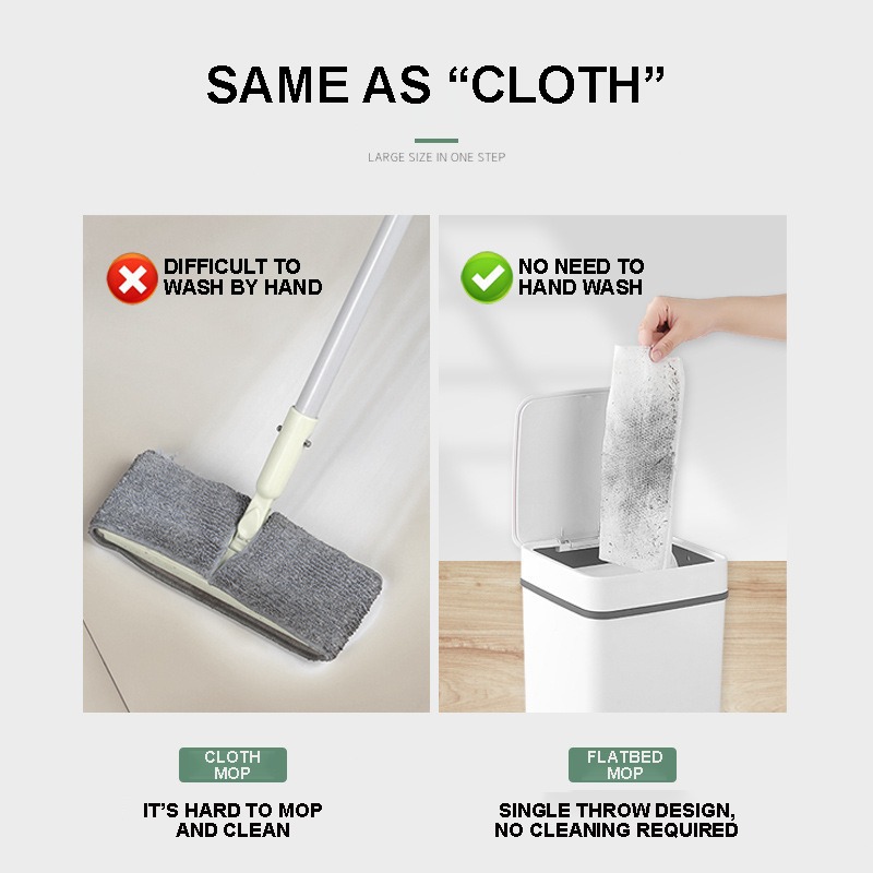 100pcs/bag Disposable Electrostatic Dust Removal Mop Paper Flat Mop ...