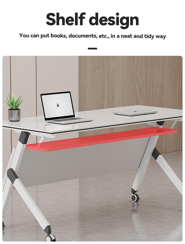 MC&HOME Folding Table Movable Study Desk 120CM with Wheels Office ...