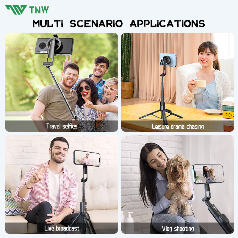 TNW T14 Magnetic Selfie Stick Magsafe Tripod Handheld Fold Stabilizer ...